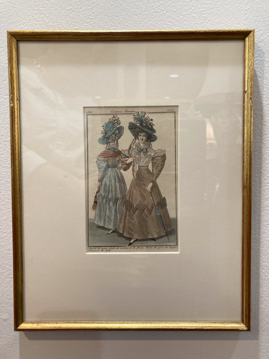 Framed Antique French 19th Century 1827 Parisian Fashion Plate Print ...