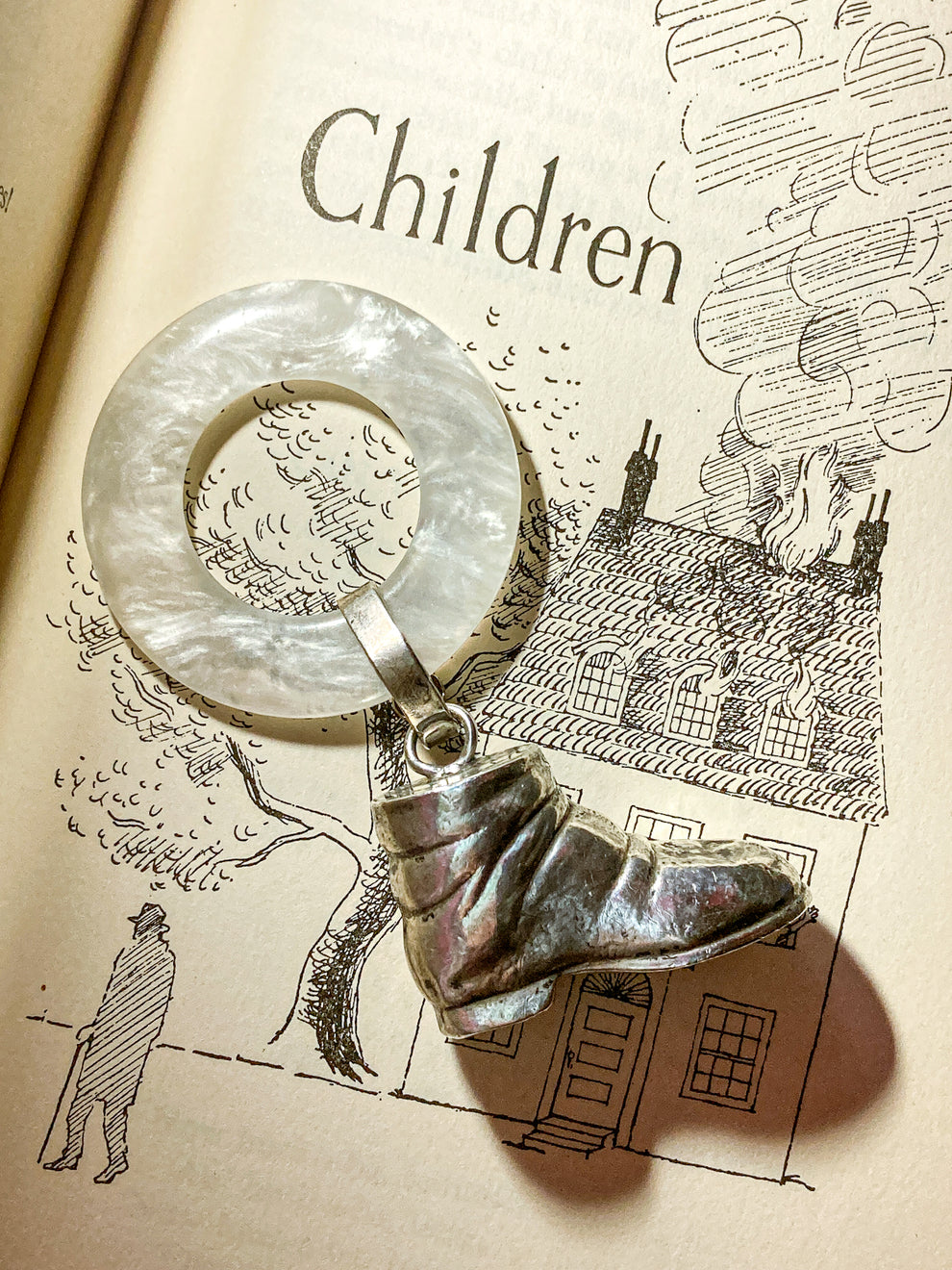 Antique Victorian Sterling Silver Baby Shoe Mother of Pearl Rattle ...