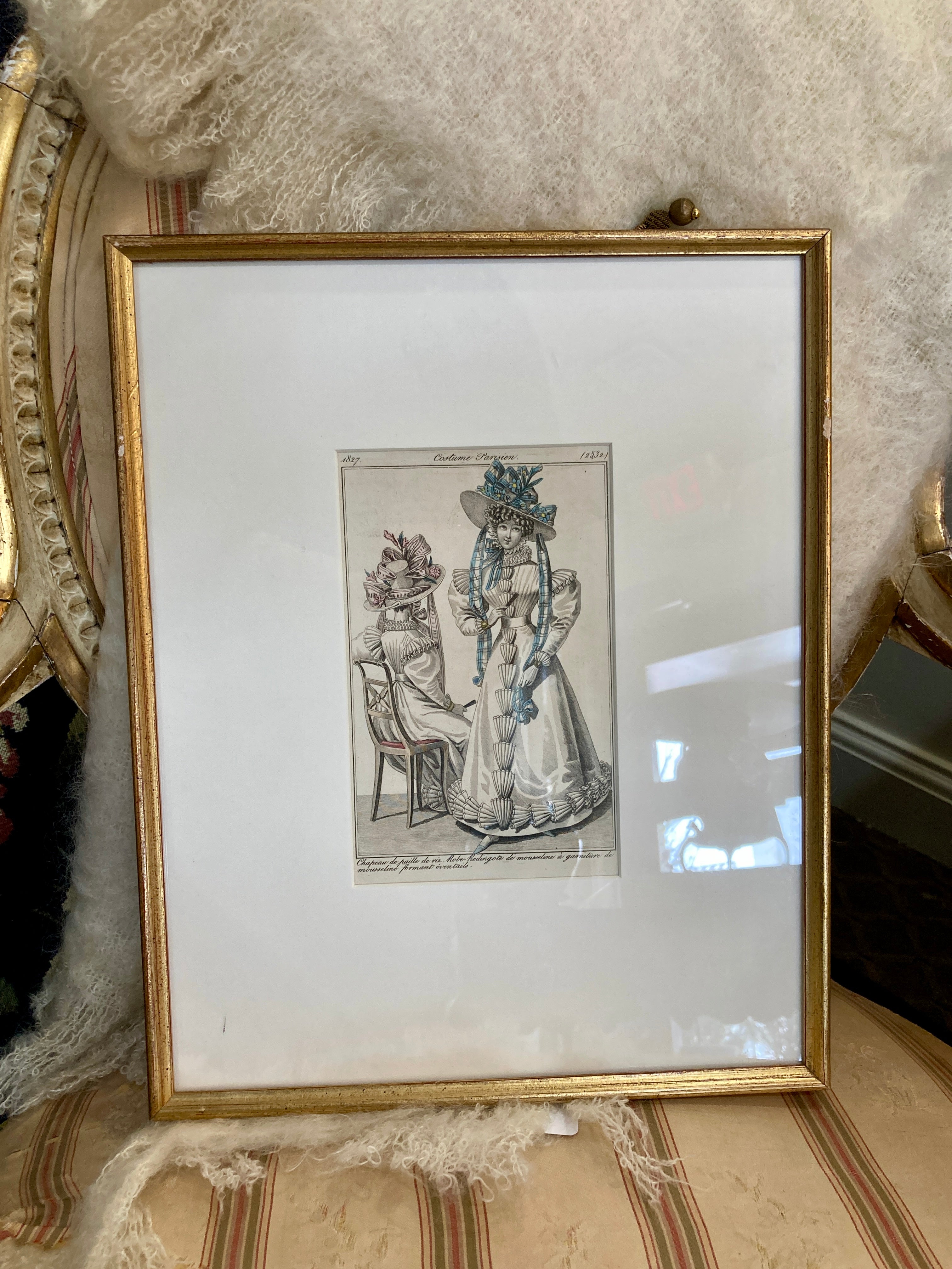 Framed Antique French 19th Century 1827 Parisian Fashion Plate Print ...